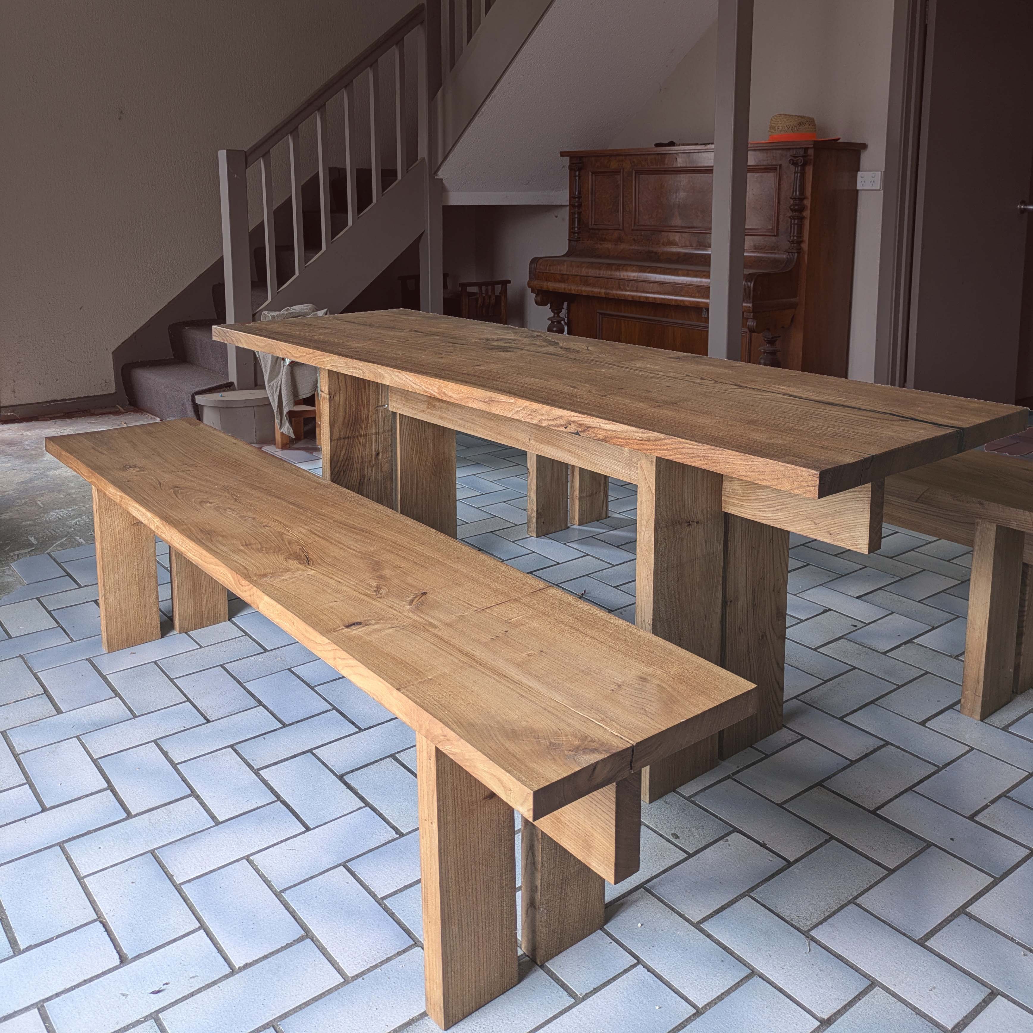 Wood Slab Table Bench